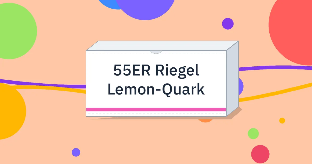 Symbolbild: Packung mit der Aufschrift 55ER Riegel Lemon-Quark (PZN 11223594) – Verfügbarkeit und Bezug in Apotheken in Frankfurt am Main