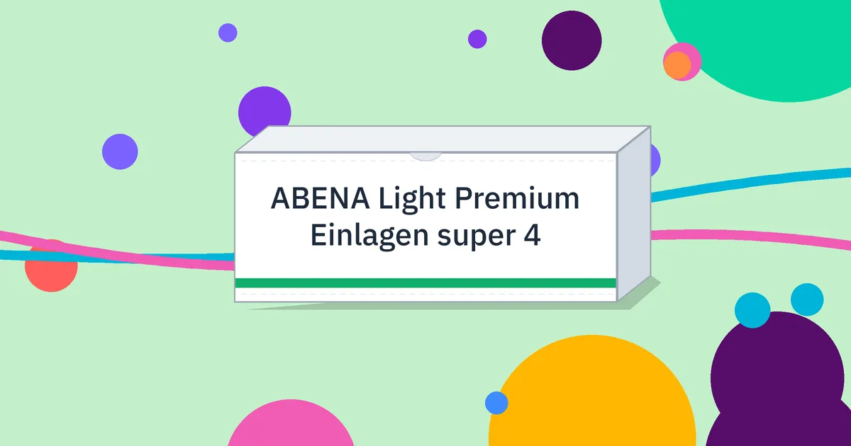 Symbolbild: Packung mit der Aufschrift ABENA Light Premium Einlagen super 4 (PZN 18007698) – Verfügbarkeit und Bezug in Apotheken in Frankfurt am Main