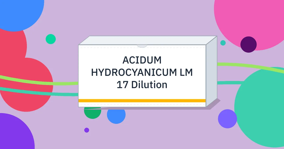 Symbolbild: Packung mit der Aufschrift ACIDUM HYDROCYANICUM LM 17 Dilution (PZN 13278412) – Verfügbarkeit und Bezug in Apotheken in Frankfurt am Main