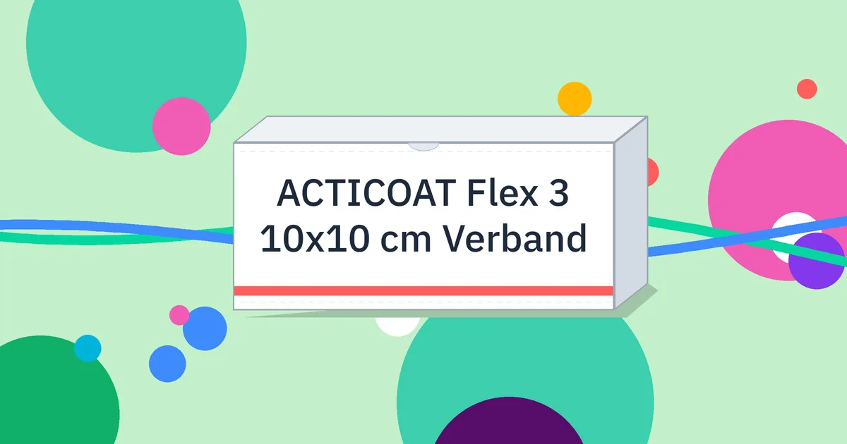 Symbolbild: Packung mit der Aufschrift ACTICOAT Flex 3 10x10 cm Verband (PZN 13568274) – Verfügbarkeit und Bezug in Apotheken in Frankfurt am Main