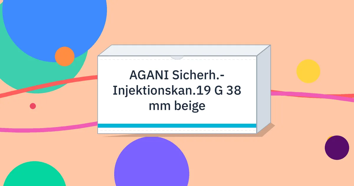 Symbolbild: Packung mit der Aufschrift AGANI Sicherh.-Injektionskan.19 G 38 mm beige (PZN 20130696) – Verfügbarkeit und Bezug in Apotheken in Frankfurt am Main