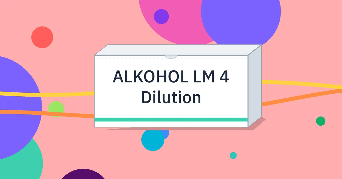 Symbolbild: Packung mit der Aufschrift ALKOHOL LM 4 Dilution (PZN 13310972) – Verfügbarkeit und Bezug in Apotheken in Frankfurt am Main