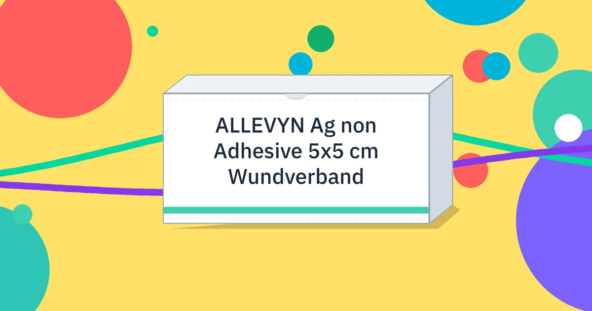 Symbolbild: Packung mit der Aufschrift ALLEVYN Ag non Adhesive 5x5 cm Wundverband (PZN 17548794) – Verfügbarkeit und Bezug in Apotheken in Frankfurt am Main