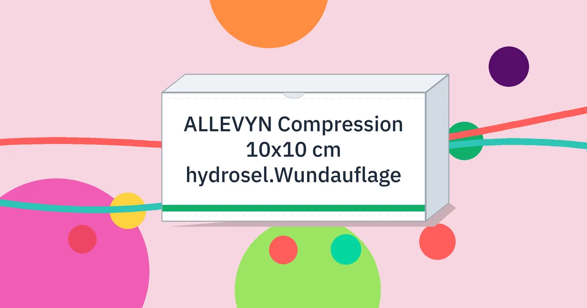 Symbolbild: Packung mit der Aufschrift ALLEVYN Compression 10x10 cm hydrosel.Wundauflage (PZN 04570467) – Verfügbarkeit und Bezug in Apotheken in Frankfurt am Main