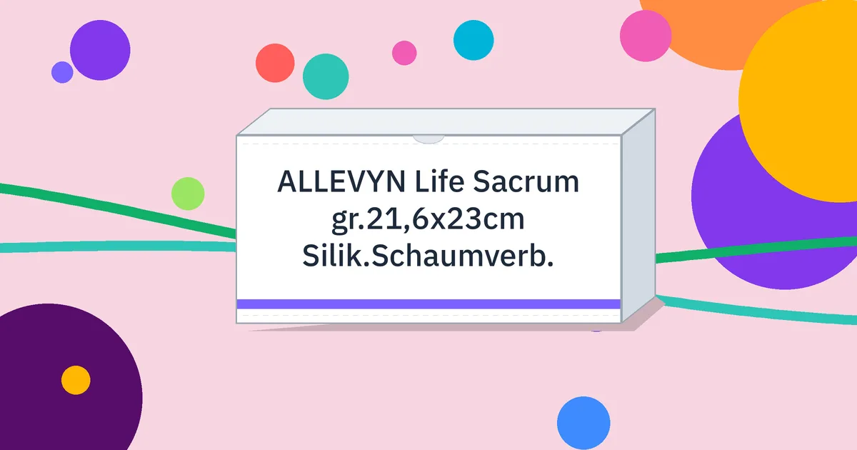 Symbolbild: Packung mit der Aufschrift ALLEVYN Life Sacrum gr.21,6x23cm Silik.Schaumverb. (PZN 15403703) – Verfügbarkeit und Bezug in Apotheken in Frankfurt am Main