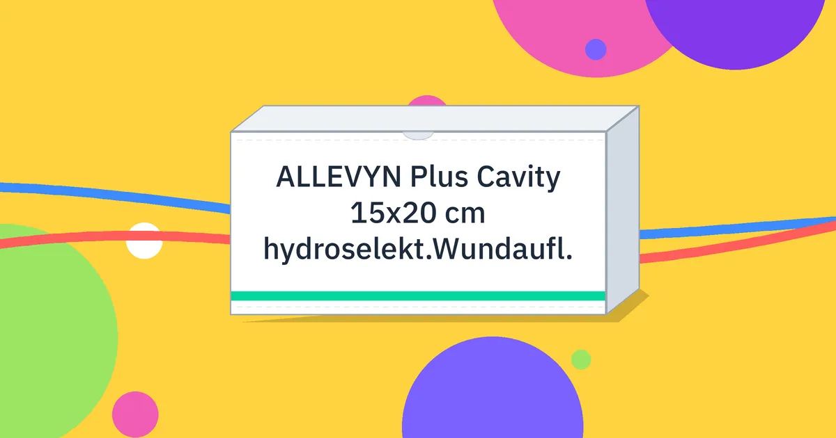 Symbolbild: Packung mit der Aufschrift ALLEVYN Plus Cavity 15x20 cm hydroselekt.Wundaufl. (PZN 00176288) – Verfügbarkeit und Bezug in Apotheken in Frankfurt am Main