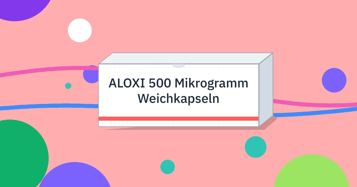 Symbolbild: Packung mit der Aufschrift ALOXI 500 Mikrogramm Weichkapseln (PZN 12605932) – Verfügbarkeit und Bezug in Apotheken in Frankfurt am Main