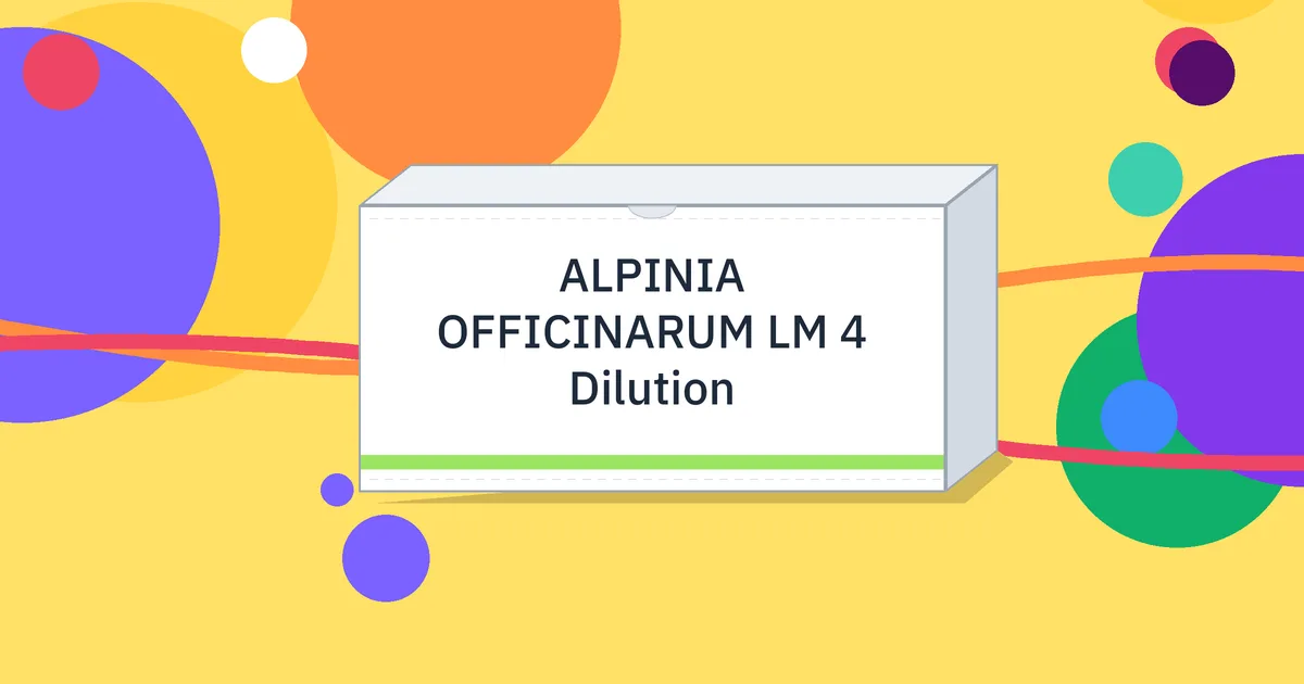 Symbolbild: Packung mit der Aufschrift ALPINIA OFFICINARUM LM 4 Dilution (PZN 13313769) – Verfügbarkeit und Bezug in Apotheken in Frankfurt am Main