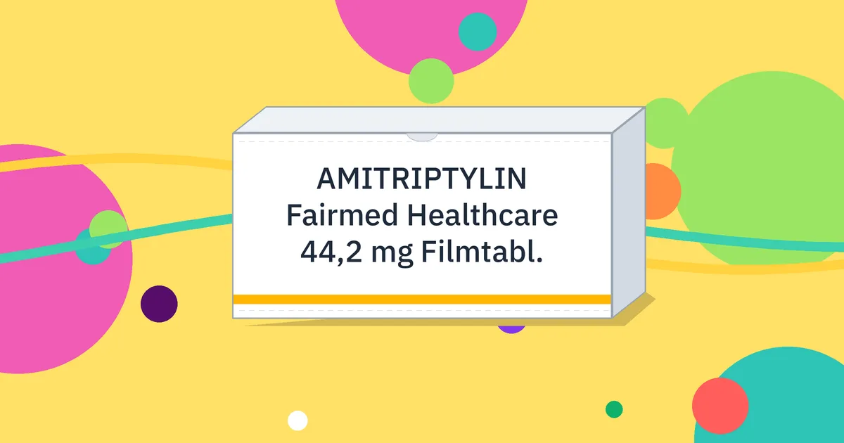 Symbolbild: Packung mit der Aufschrift AMITRIPTYLIN Fairmed Healthcare 44,2 mg Filmtabl. (PZN 16564590) – Verfügbarkeit und Bezug in Apotheken in Frankfurt am Main
