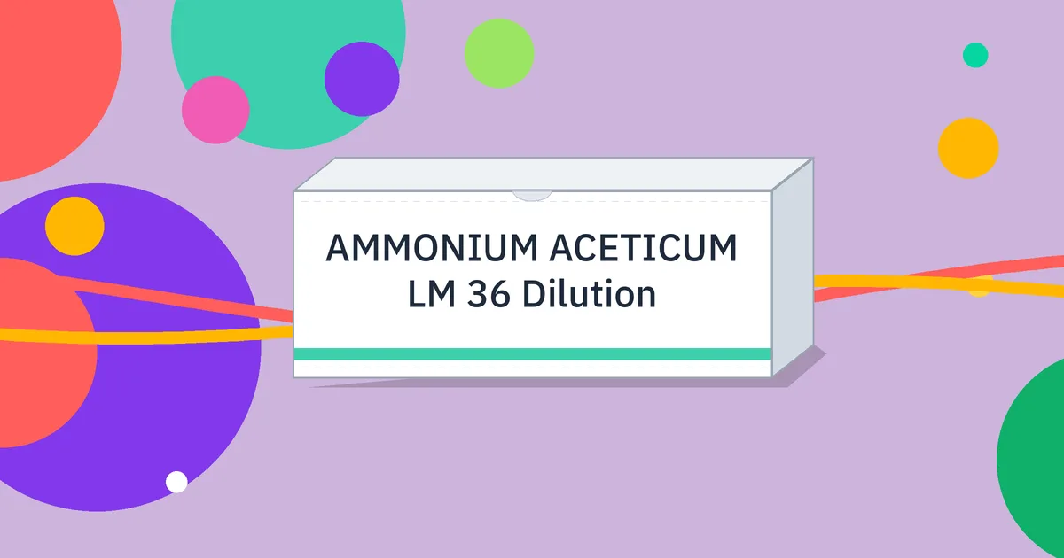 Symbolbild: Packung mit der Aufschrift AMMONIUM ACETICUM LM 36 Dilution (PZN 13319683) – Verfügbarkeit und Bezug in Apotheken in Frankfurt am Main