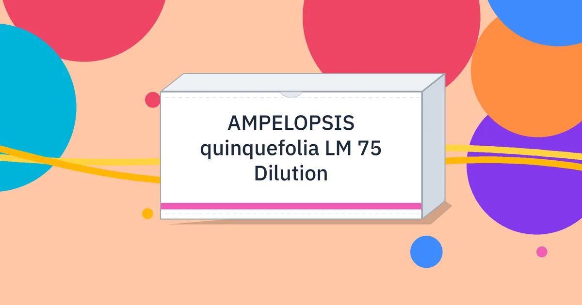 Symbolbild: Packung mit der Aufschrift AMPELOPSIS quinquefolia LM 75 Dilution (PZN 13325353) – Verfügbarkeit und Bezug in Apotheken in Frankfurt am Main