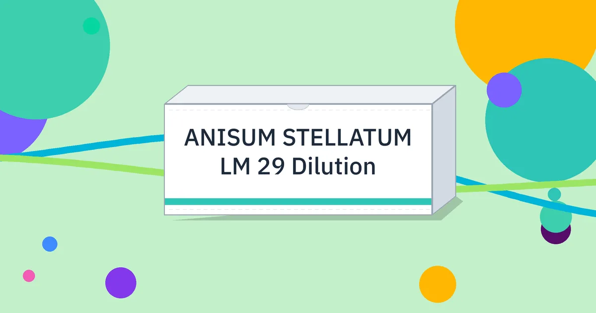 Symbolbild: Packung mit der Aufschrift ANISUM STELLATUM LM 29 Dilution (PZN 13369586) – Verfügbarkeit und Bezug in Apotheken in Frankfurt am Main