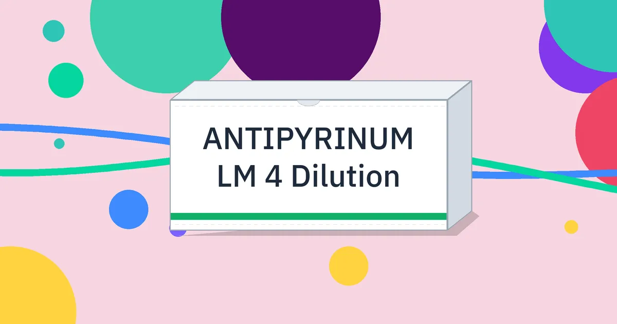 Symbolbild: Packung mit der Aufschrift ANTIPYRINUM LM 4 Dilution (PZN 13376149) – Verfügbarkeit und Bezug in Apotheken in Frankfurt am Main