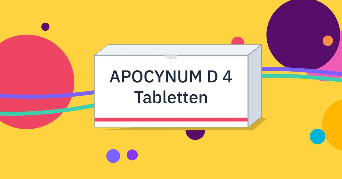 Symbolbild: Packung mit der Aufschrift APOCYNUM D 4 Tabletten (PZN 02625431) – Verfügbarkeit und Bezug in Apotheken in Frankfurt am Main