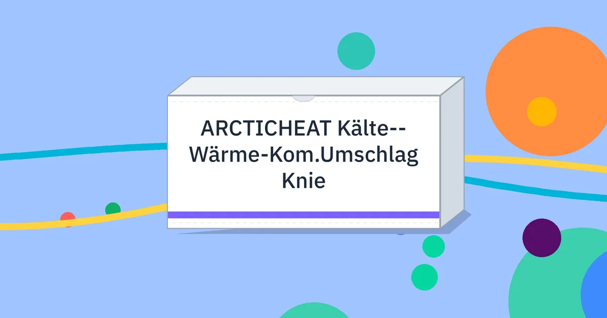 Symbolbild: Packung mit der Aufschrift ARCTICHEAT Kälte--Wärme-Kom.Umschlag Knie (PZN 07531798) – Verfügbarkeit und Bezug in Apotheken in Frankfurt am Main