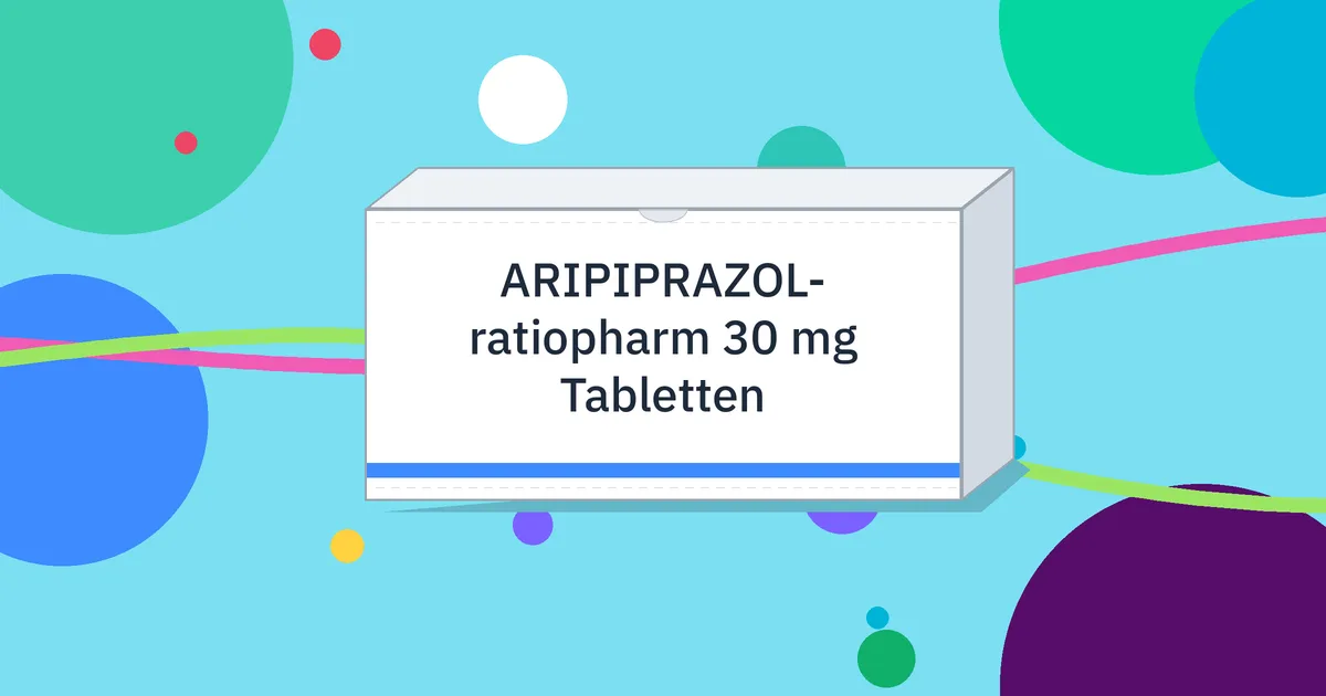 Symbolbild: Packung mit der Aufschrift ARIPIPRAZOL-ratiopharm 30 mg Tabletten (PZN 10308414) – Verfügbarkeit und Bezug in Apotheken in Frankfurt am Main