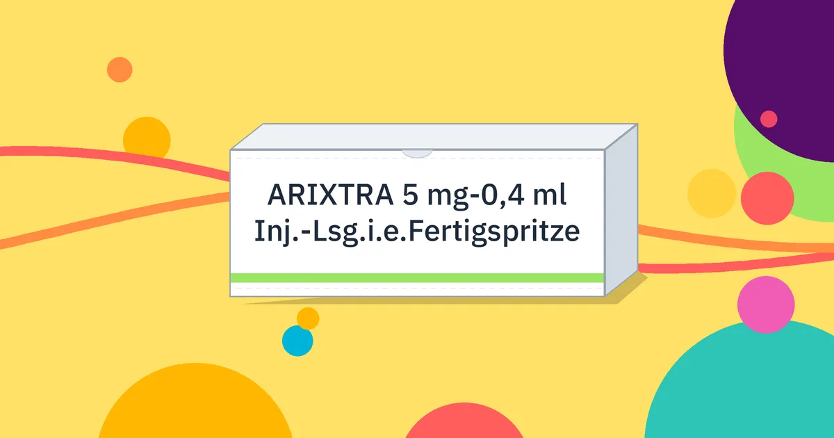 Symbolbild: Packung mit der Aufschrift ARIXTRA 5 mg-0,4 ml Inj.-Lsg.i.e.Fertigspritze (PZN 16767152) – Verfügbarkeit und Bezug in Apotheken in Frankfurt am Main