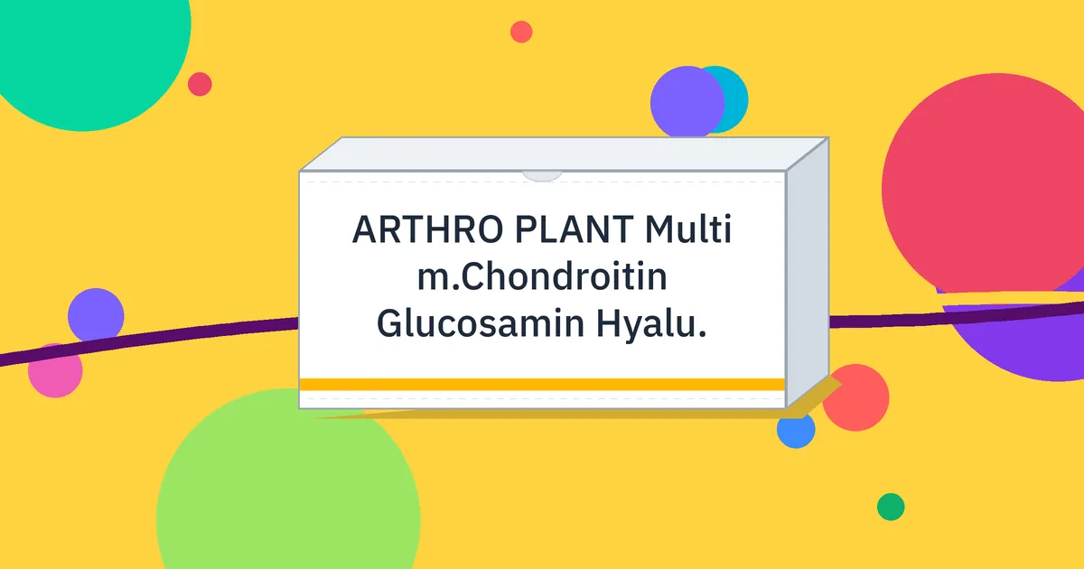 Symbolbild: Packung mit der Aufschrift ARTHRO PLANT Multi m.Chondroitin Glucosamin Hyalu. (PZN 13420198) – Verfügbarkeit und Bezug in Apotheken in Frankfurt am Main