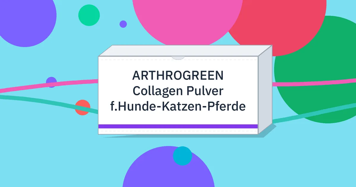Symbolbild: Packung mit der Aufschrift ARTHROGREEN Collagen Pulver f.Hunde-Katzen-Pferde (PZN 14258736) – Verfügbarkeit und Bezug in Apotheken in Frankfurt am Main
