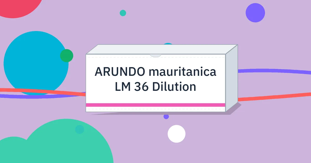 Symbolbild: Packung mit der Aufschrift ARUNDO mauritanica LM 36 Dilution (PZN 12781327) – Verfügbarkeit und Bezug in Apotheken in Frankfurt am Main