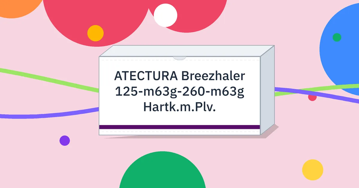 Symbolbild: Packung mit der Aufschrift ATECTURA Breezhaler 125-m63g-260-m63g Hartk.m.Plv. (PZN 18047025) – Verfügbarkeit und Bezug in Apotheken in Frankfurt am Main