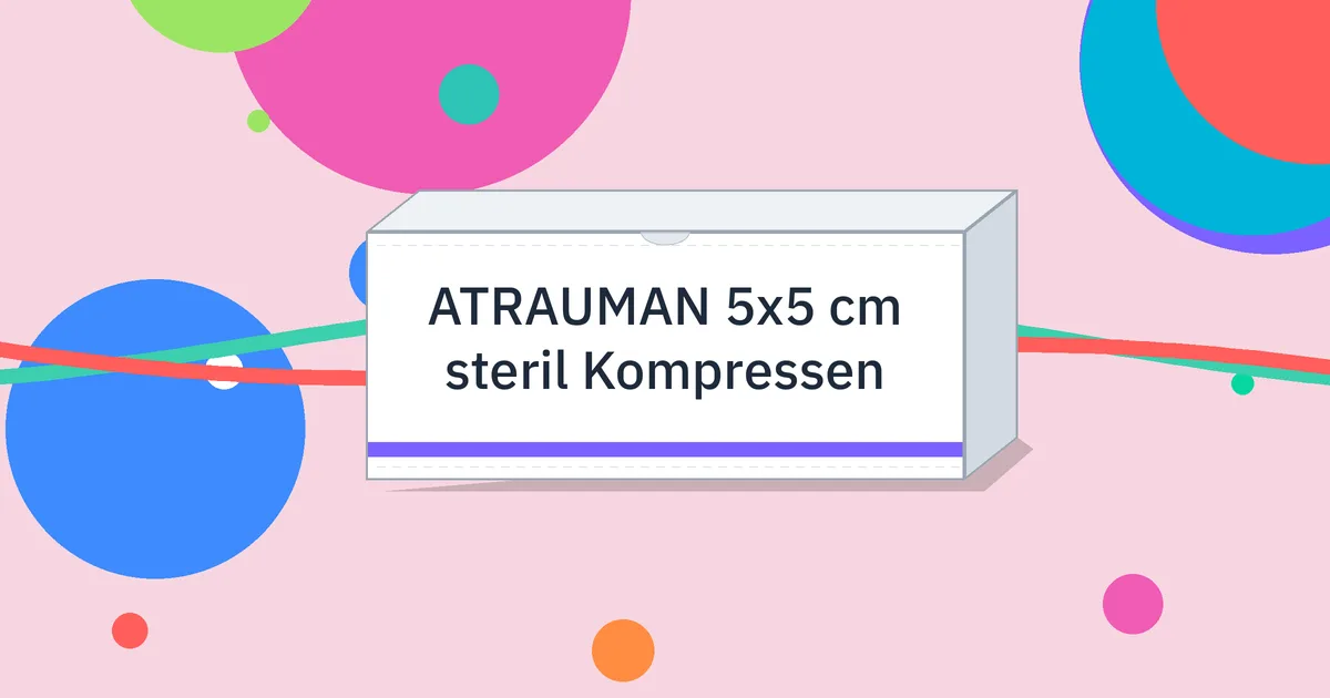 Symbolbild: Packung mit der Aufschrift ATRAUMAN 5x5 cm steril Kompressen (PZN 10852230) – Verfügbarkeit und Bezug in Apotheken in Frankfurt am Main