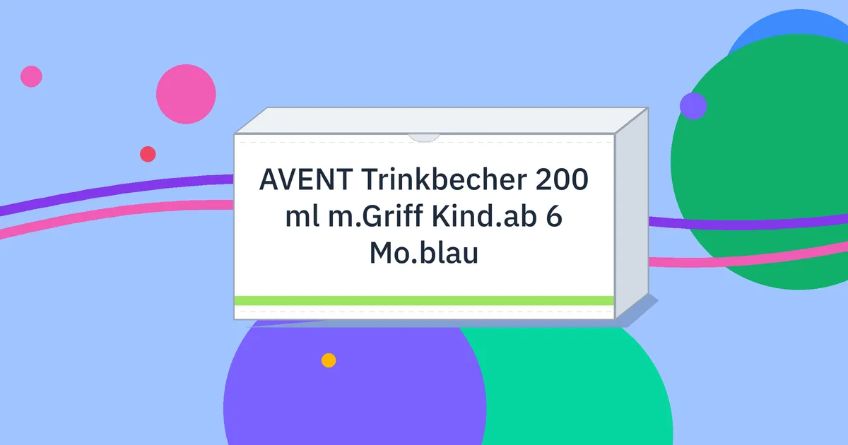 Symbolbild: Packung mit der Aufschrift AVENT Trinkbecher 200 ml m.Griff Kind.ab 6 Mo.blau (PZN 10117499) – Verfügbarkeit und Bezug in Apotheken in Frankfurt am Main