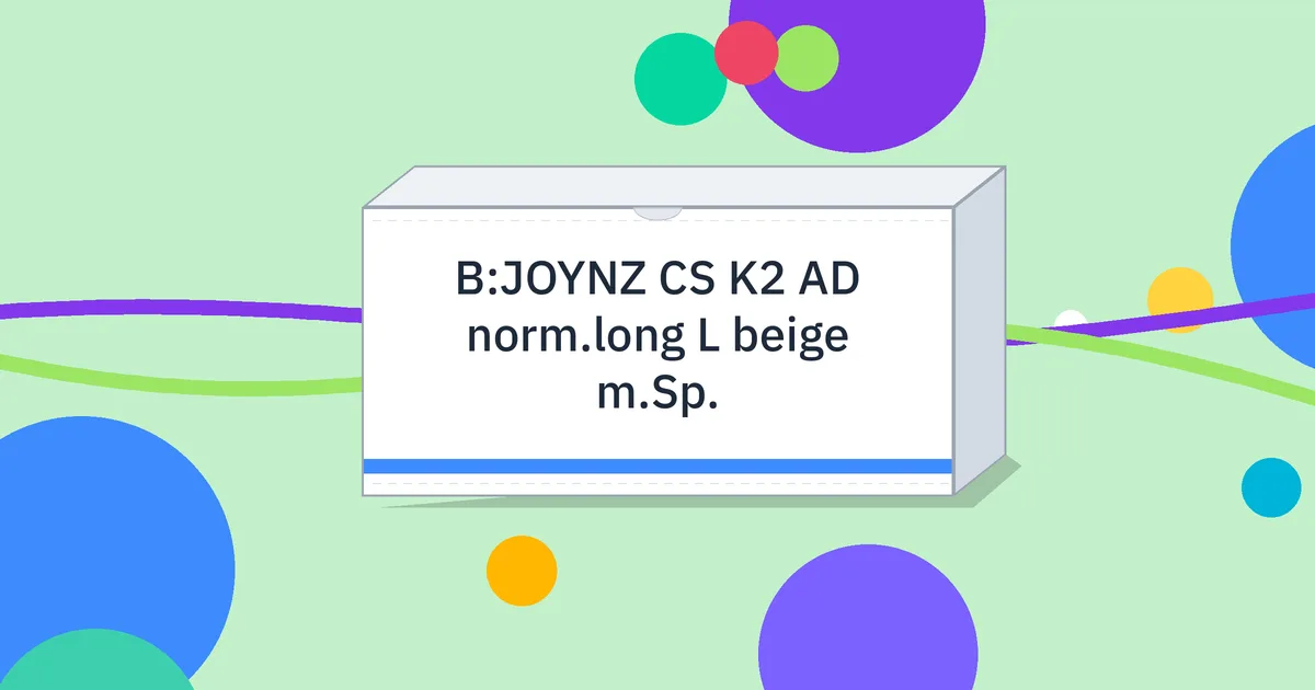 Symbolbild: Packung mit der Aufschrift B:JOYNZ CS K2 AD norm.long L beige m.Sp. (PZN 20525207) – Verfügbarkeit und Bezug in Apotheken in Frankfurt am Main