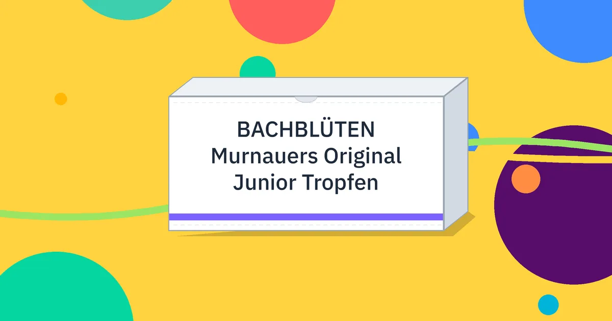 Symbolbild: Packung mit der Aufschrift BACHBLÜTEN Murnauers Original Junior Tropfen (PZN 15583102) – Verfügbarkeit und Bezug in Apotheken in Frankfurt am Main