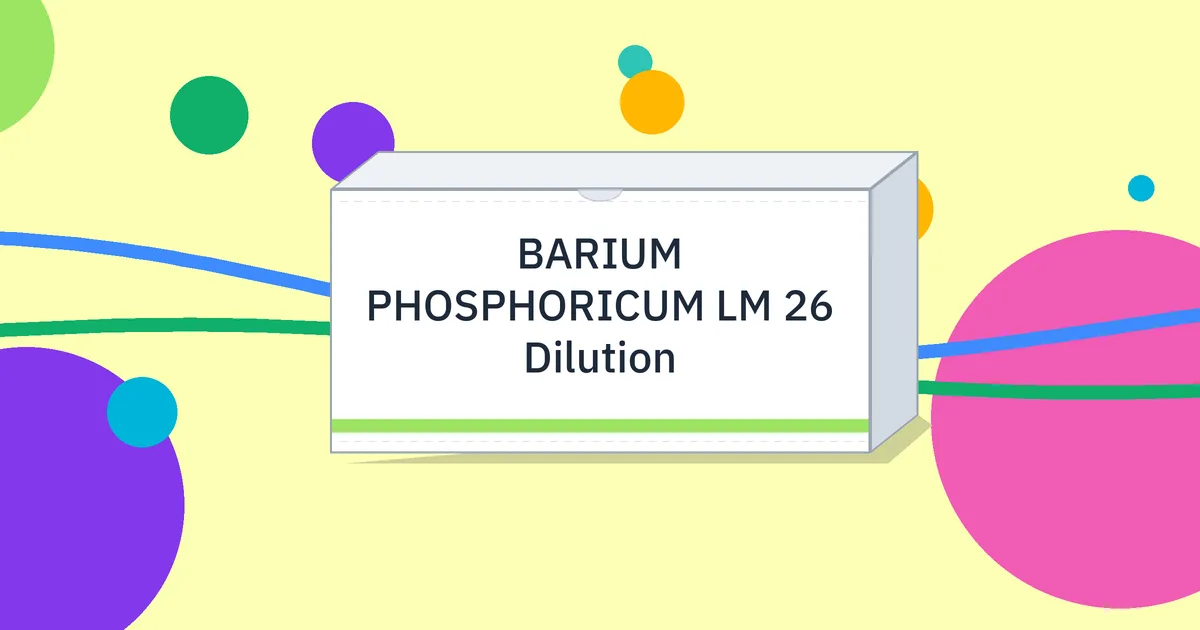 Symbolbild: Packung mit der Aufschrift BARIUM PHOSPHORICUM LM 26 Dilution (PZN 13379604) – Verfügbarkeit und Bezug in Apotheken in Frankfurt am Main