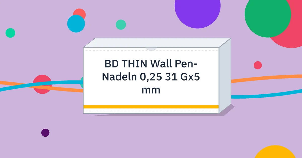 Symbolbild: Packung mit der Aufschrift BD THIN Wall Pen-Nadeln 0,25 31 Gx5 mm (PZN 13652520) – Verfügbarkeit und Bezug in Apotheken in Frankfurt am Main