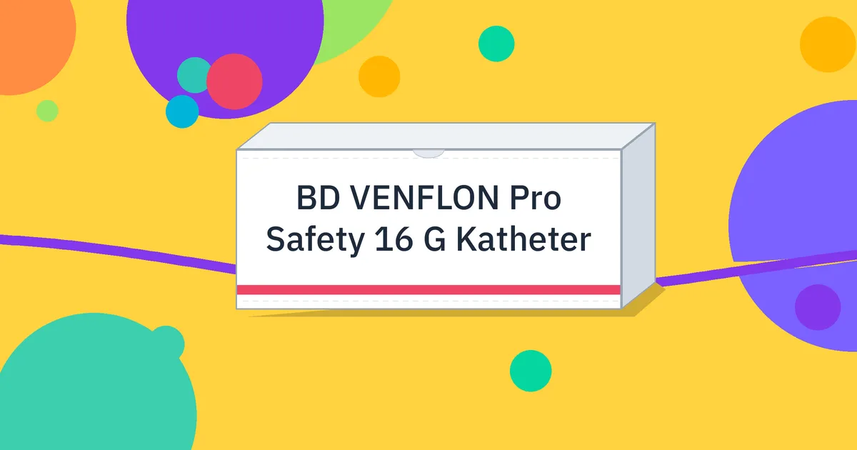 Symbolbild: Packung mit der Aufschrift BD VENFLON Pro Safety 16 G Katheter (PZN 13416222) – Verfügbarkeit und Bezug in Apotheken in Frankfurt am Main