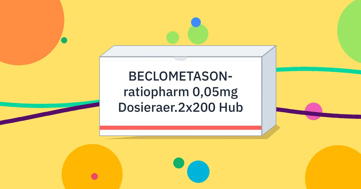 Symbolbild: Packung mit der Aufschrift BECLOMETASON-ratiopharm 0,05mg Dosieraer.2x200 Hub (PZN 01660224) – Verfügbarkeit und Bezug in Apotheken in Frankfurt am Main
