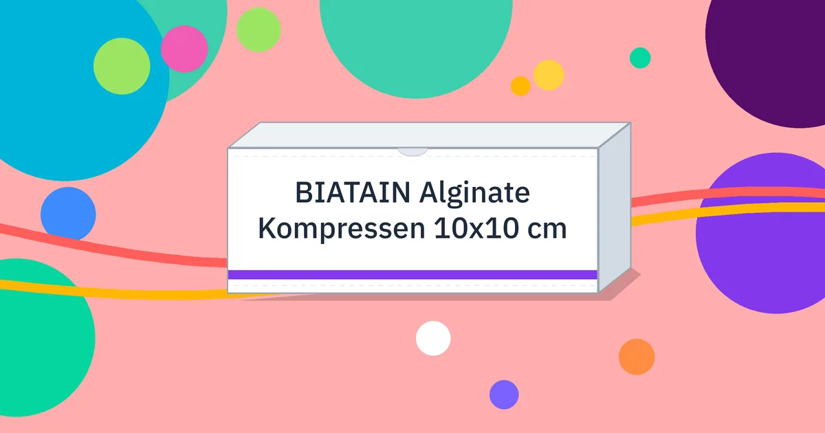 Symbolbild: Packung mit der Aufschrift BIATAIN Alginate Kompressen 10x10 cm (PZN 13902164) – Verfügbarkeit und Bezug in Apotheken in Frankfurt am Main