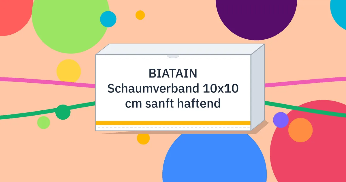 Symbolbild: Packung mit der Aufschrift BIATAIN Schaumverband 10x10 cm sanft haftend (PZN 12468837) – Verfügbarkeit und Bezug in Apotheken in Frankfurt am Main