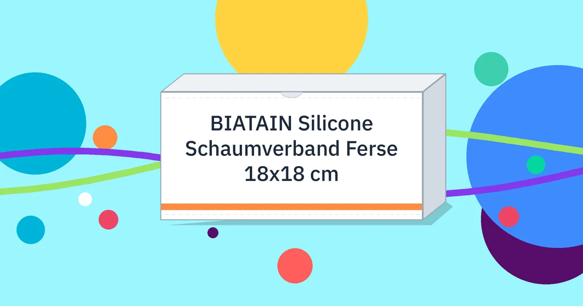 Symbolbild: Packung mit der Aufschrift BIATAIN Silicone Schaumverband Ferse 18x18 cm (PZN 20344598) – Verfügbarkeit und Bezug in Apotheken in Frankfurt am Main