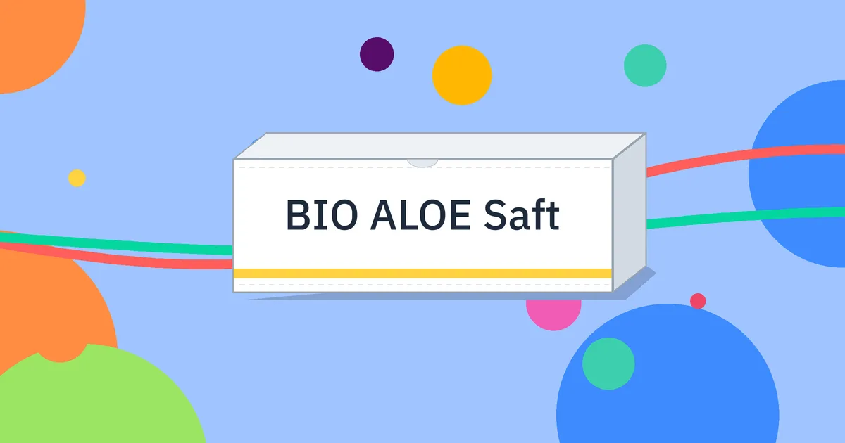 Symbolbild: Packung mit der Aufschrift BIO ALOE Saft (PZN 04111044) – Verfügbarkeit und Bezug in Apotheken in Frankfurt am Main