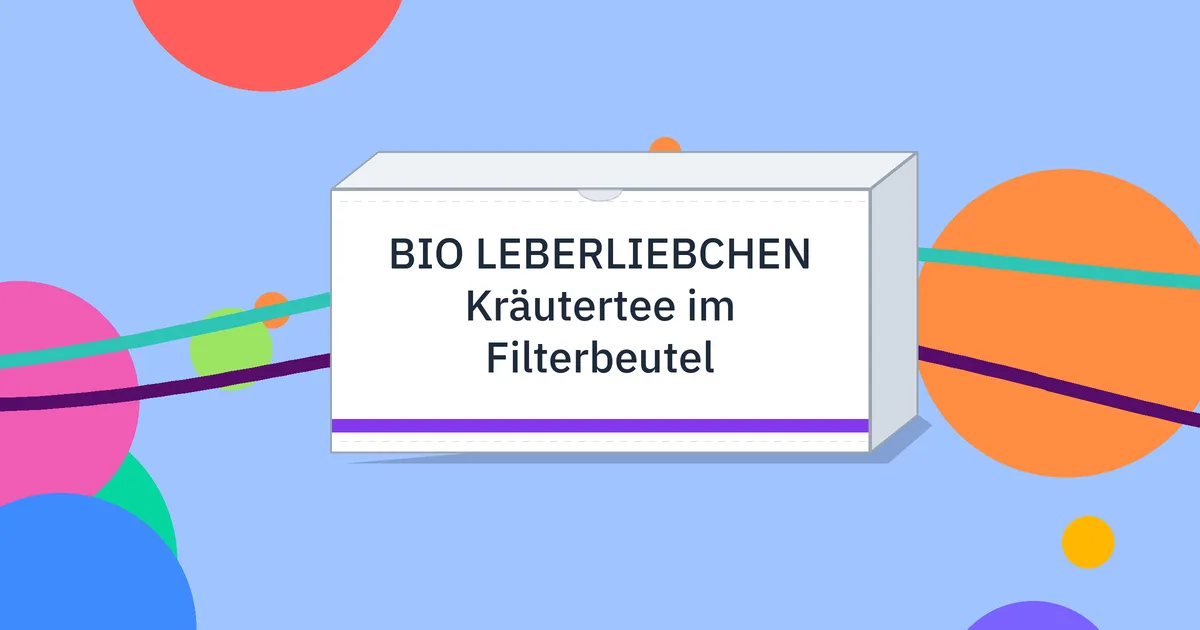 Symbolbild: Packung mit der Aufschrift BIO LEBERLIEBCHEN Kräutertee im Filterbeutel (PZN 19525975) – Verfügbarkeit und Bezug in Apotheken in Frankfurt am Main