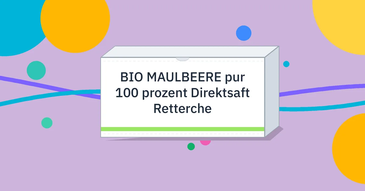 Symbolbild: Packung mit der Aufschrift BIO MAULBEERE pur 100 prozent Direktsaft Retterche (PZN 16735554) – Verfügbarkeit und Bezug in Apotheken in Frankfurt am Main