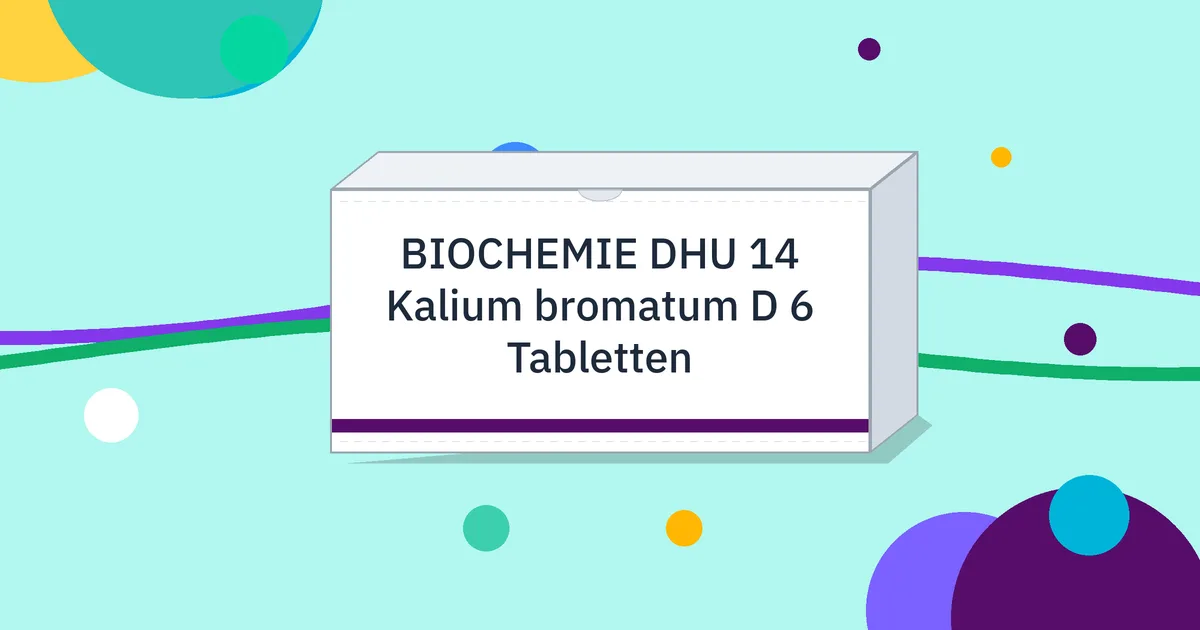 Symbolbild: Packung mit der Aufschrift BIOCHEMIE DHU 14 Kalium bromatum D 6 Tabletten (PZN 00274996) – Verfügbarkeit und Bezug in Apotheken in Frankfurt am Main