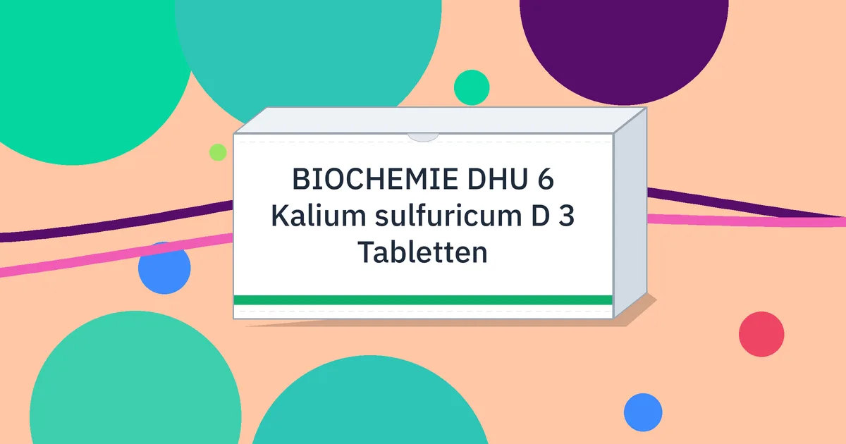 Symbolbild: Packung mit der Aufschrift BIOCHEMIE DHU 6 Kalium sulfuricum D 3 Tabletten (PZN 00274252) – Verfügbarkeit und Bezug in Apotheken in Frankfurt am Main