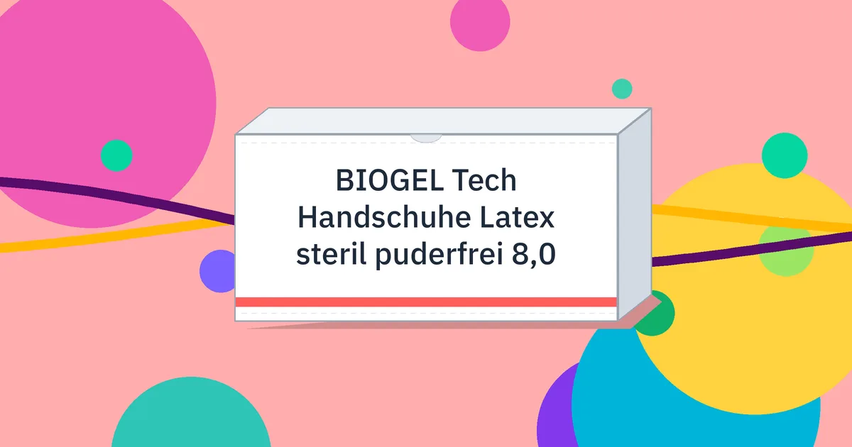 Symbolbild: Packung mit der Aufschrift BIOGEL Tech Handschuhe Latex steril puderfrei 8,0 (PZN 20867178) – Verfügbarkeit und Bezug in Apotheken in Frankfurt am Main