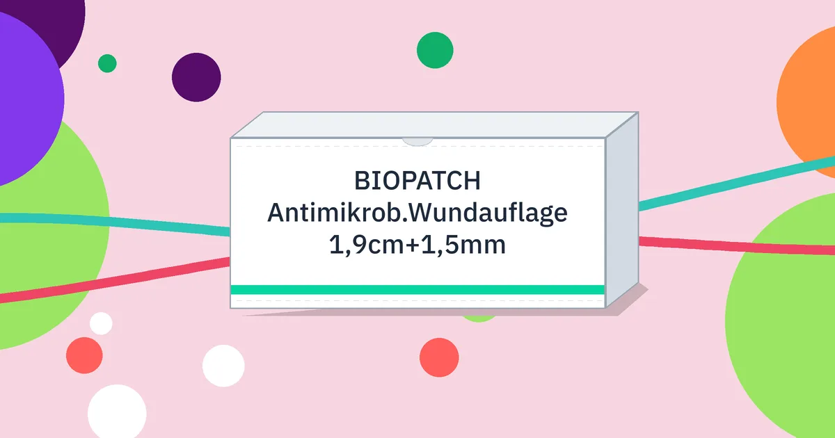 Symbolbild: Packung mit der Aufschrift BIOPATCH Antimikrob.Wundauflage 1,9cm+1,5mm (PZN 10280265) – Verfügbarkeit und Bezug in Apotheken in Frankfurt am Main