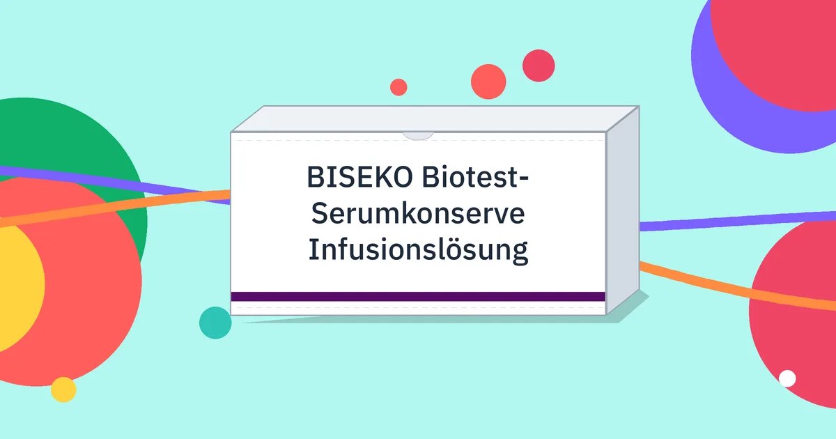 Symbolbild: Packung mit der Aufschrift BISEKO Biotest-Serumkonserve Infusionslösung (PZN 00137762) – Verfügbarkeit und Bezug in Apotheken in Frankfurt am Main