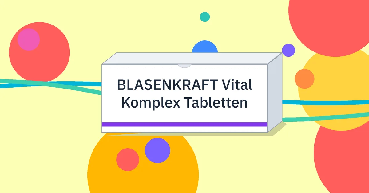 Symbolbild: Packung mit der Aufschrift BLASENKRAFT Vital Komplex Tabletten (PZN 19883605) – Verfügbarkeit und Bezug in Apotheken in Frankfurt am Main