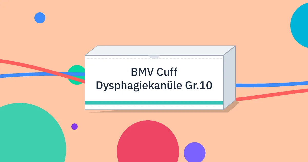 Symbolbild: Packung mit der Aufschrift BMV Cuff Dysphagiekanüle Gr.10 (PZN 18382806) – Verfügbarkeit und Bezug in Apotheken in Frankfurt am Main