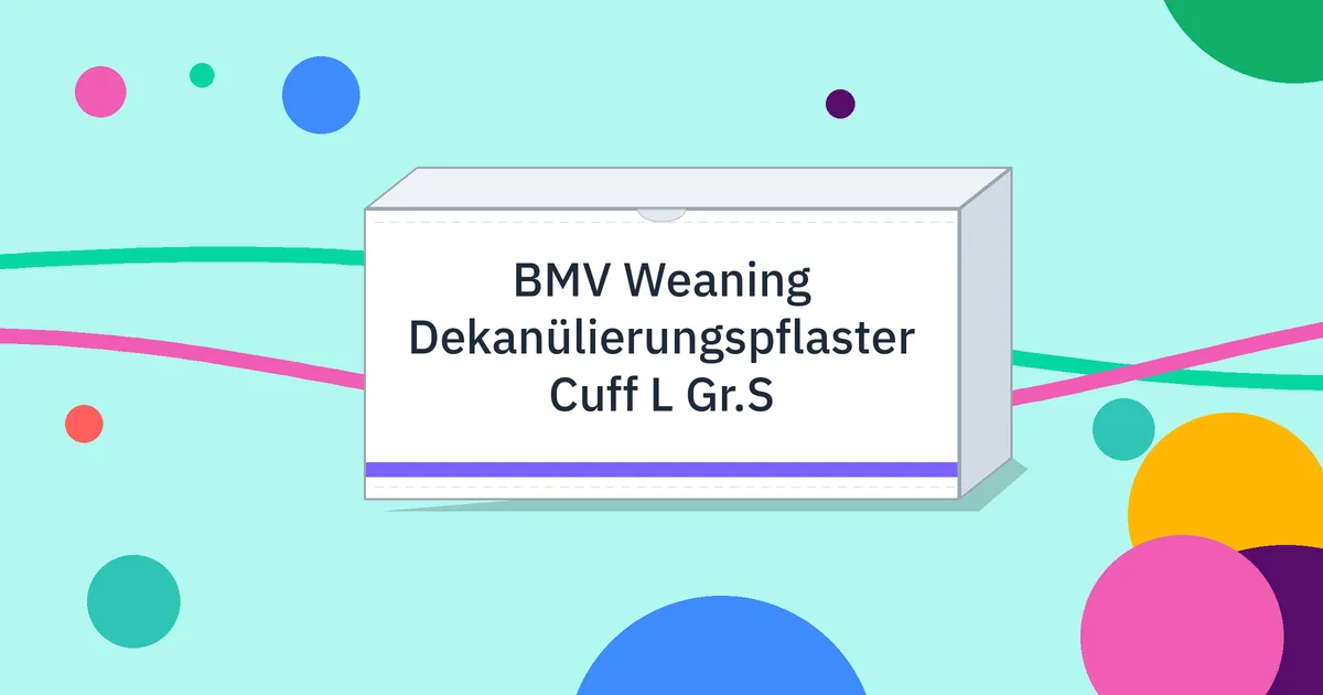 Symbolbild: Packung mit der Aufschrift BMV Weaning Dekanülierungspflaster Cuff L Gr.S (PZN 13888263) – Verfügbarkeit und Bezug in Apotheken in Frankfurt am Main