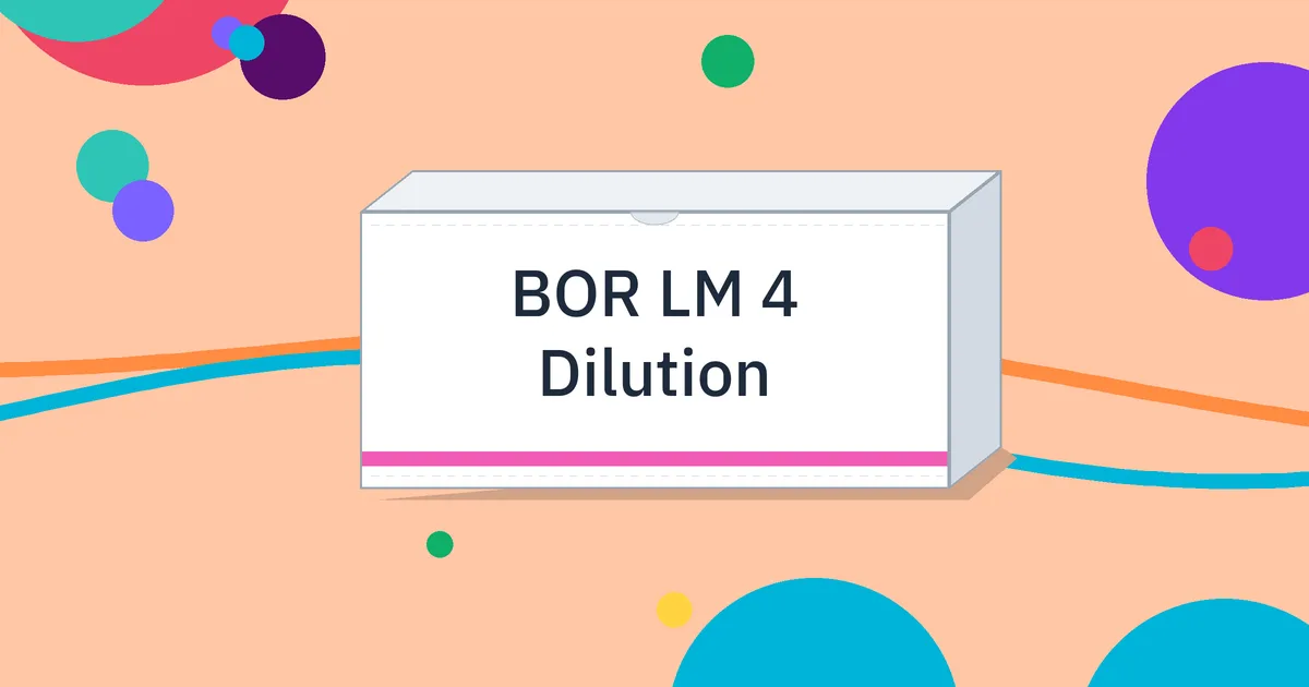 Symbolbild: Packung mit der Aufschrift BOR LM 4 Dilution (PZN 12795571) – Verfügbarkeit und Bezug in Apotheken in Frankfurt am Main