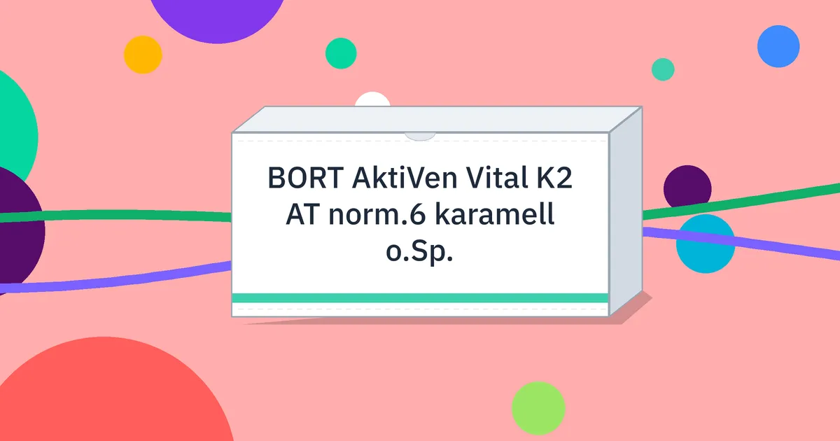 Symbolbild: Packung mit der Aufschrift BORT AktiVen Vital K2 AT norm.6 karamell o.Sp. (PZN 13737624) – Verfügbarkeit und Bezug in Apotheken in Frankfurt am Main