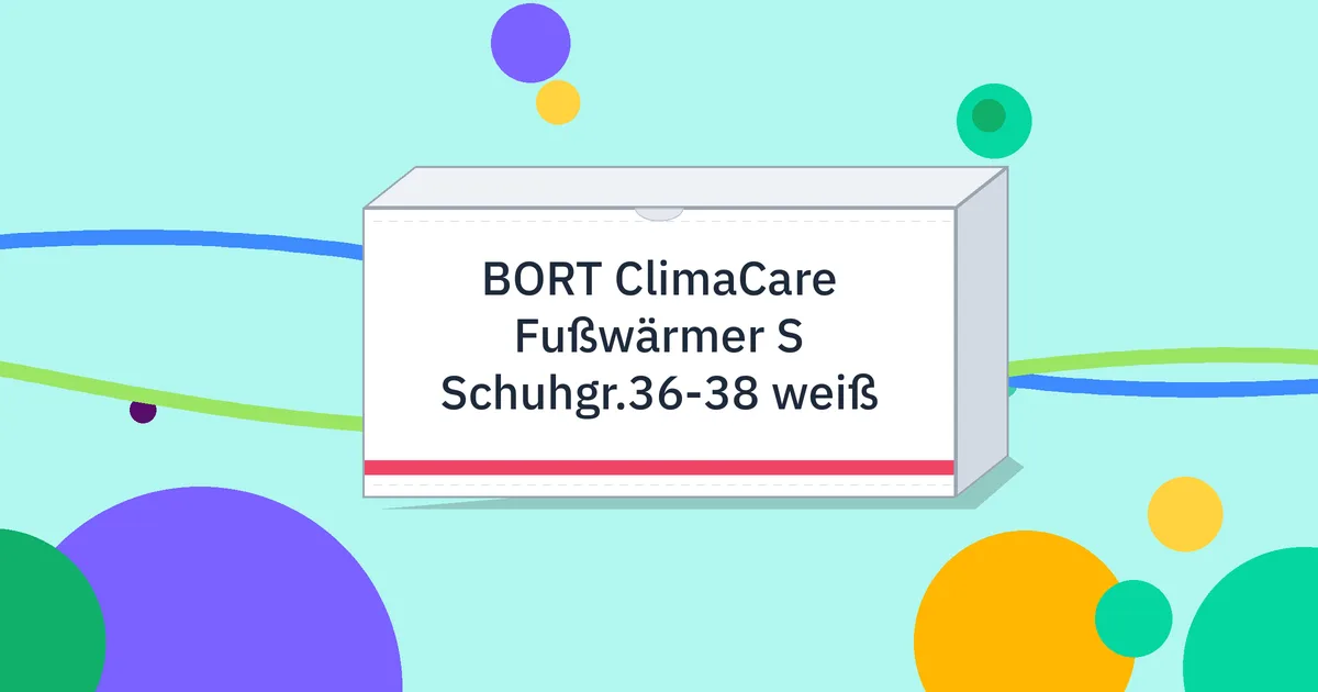 Symbolbild: Packung mit der Aufschrift BORT ClimaCare Fußwärmer S Schuhgr.36-38 weiß (PZN 01395325) – Verfügbarkeit und Bezug in Apotheken in Frankfurt am Main